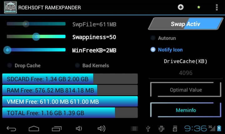 Free Up RAM Usage On Android Devices Using SD Card with RAM Expander app