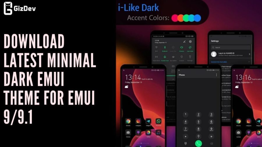 Download Latest Minimal Dark EMUI Theme for EMUI 9/9.1