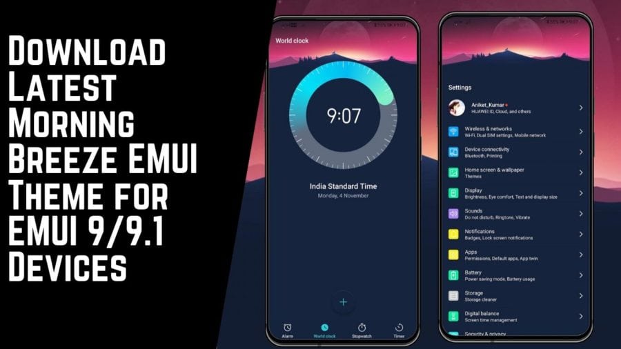 Download Latest Morning Breeze EMUI Theme for EMUI 9/9.1 Devices